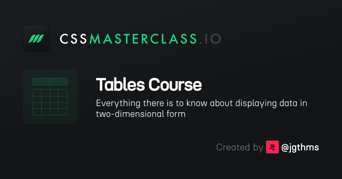 Tables Course: Everything there is to know about displaying data in two-dimensional form | CSS ...